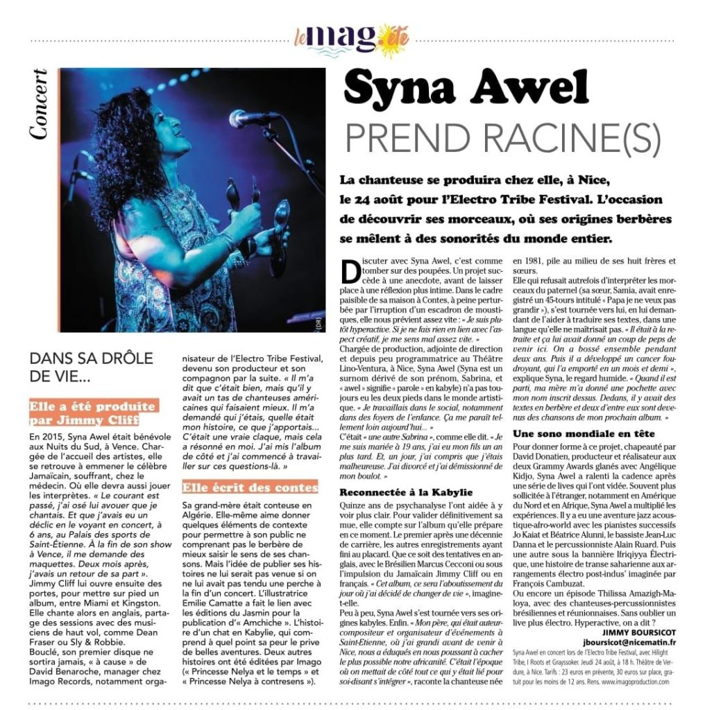 Syna Awel dans Nice Matin | Syna Awel